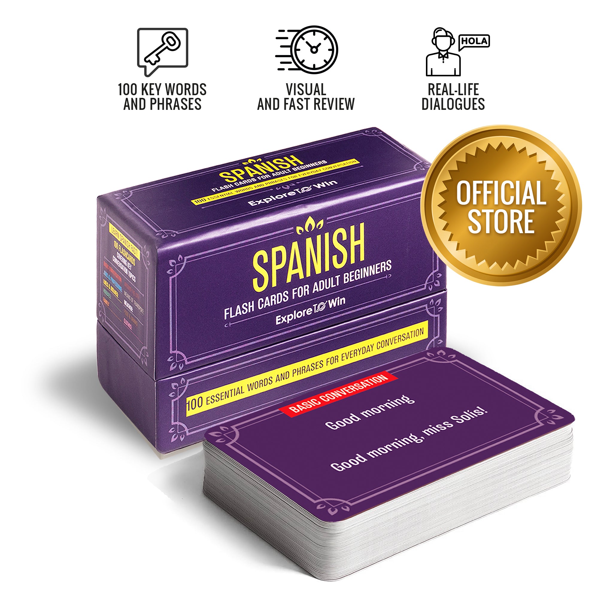 Spanish Flashcards for Adult Beginners: 100 Essential Words and Phrase ...